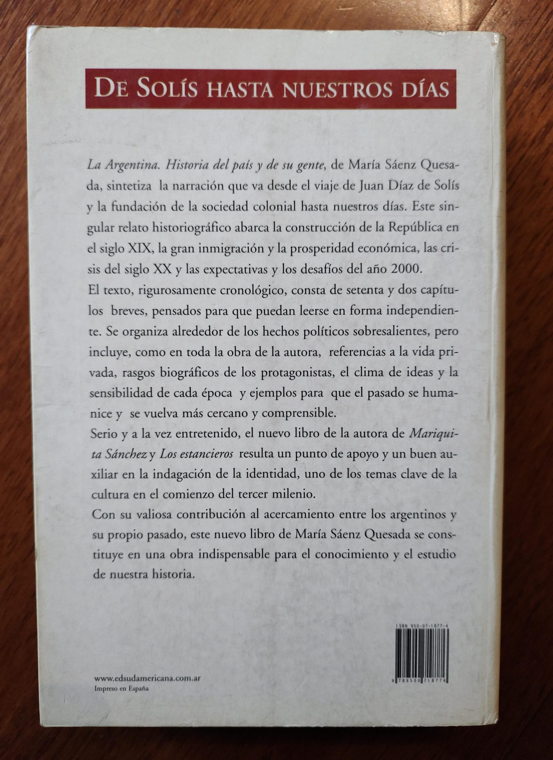 LA ARGENTINA HISTORIA DEL PAÍS Y DE SU GENTE de María Sáenz Quesada ...