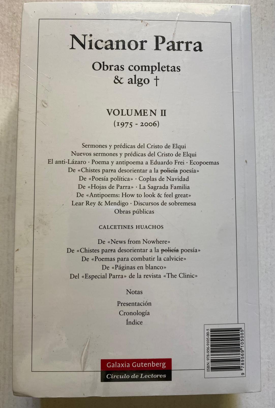 OBRAS COMPLETAS de Nicanor Parra - Galeria Boireau